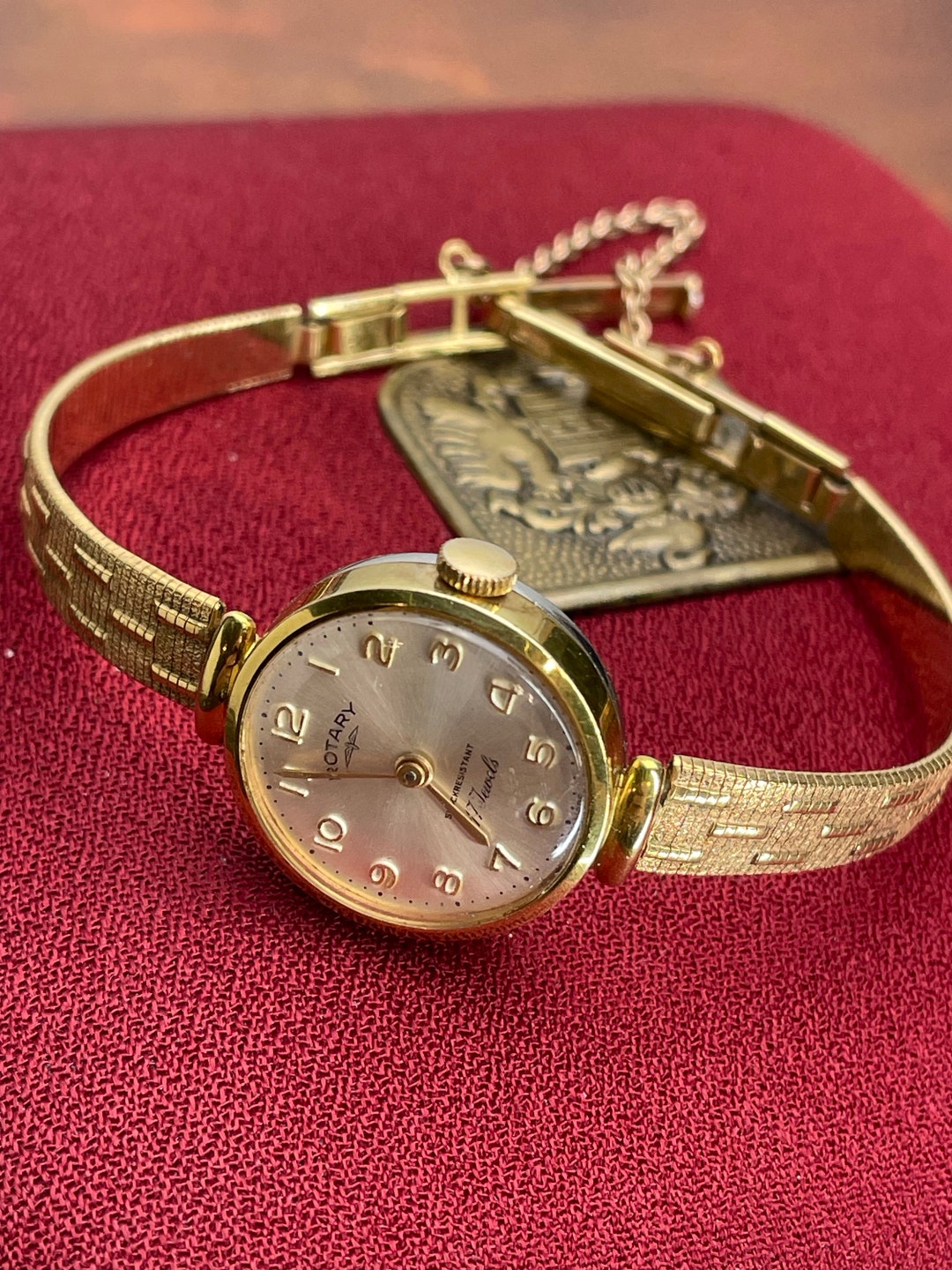 Vintage Rotary Wrist Watch Gold Filled Expandable Safety Chain Women ...