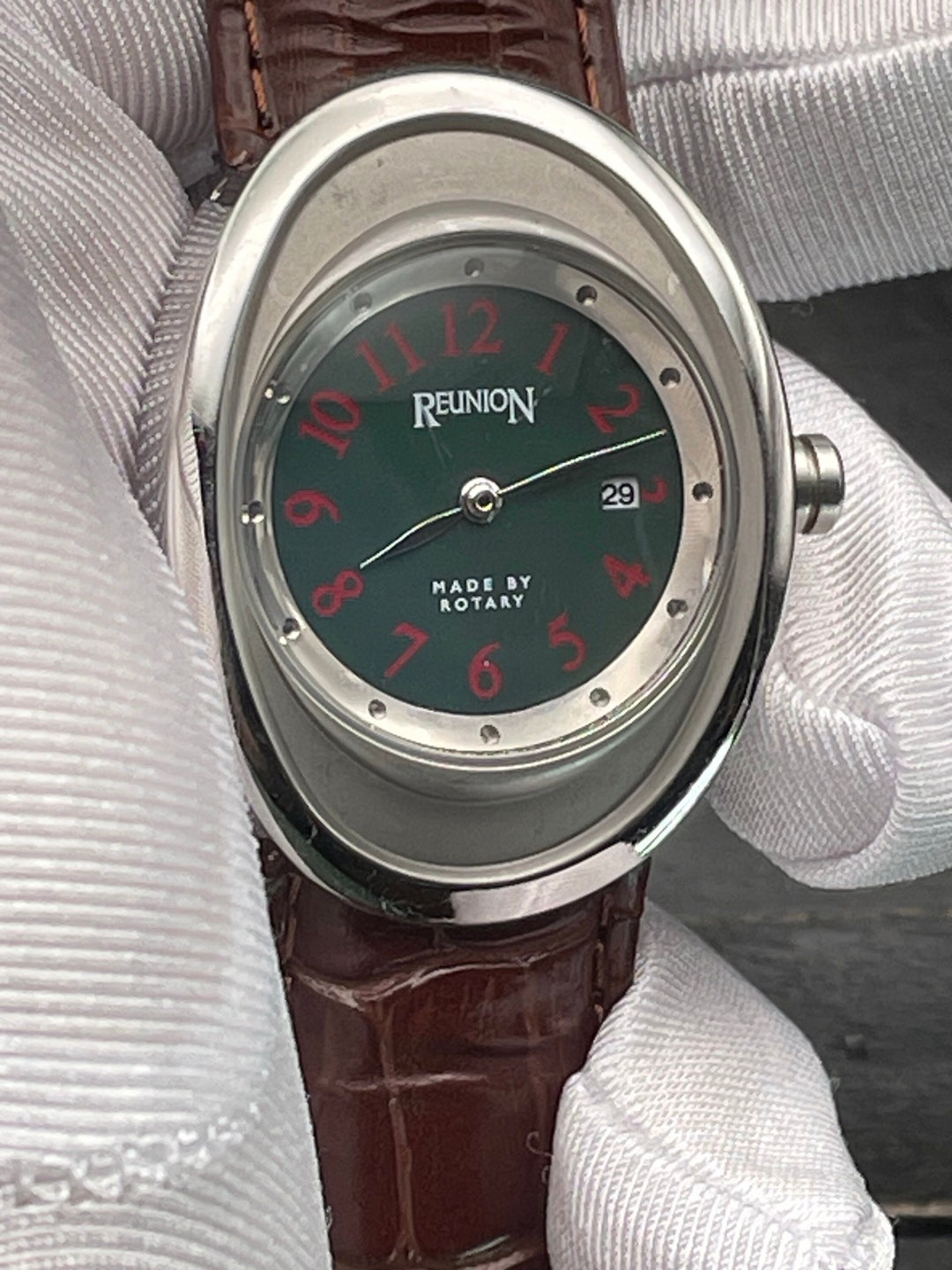 Vintage Rotary Reunion Ladies Watch, Green Face, Leather Band - Etsy
