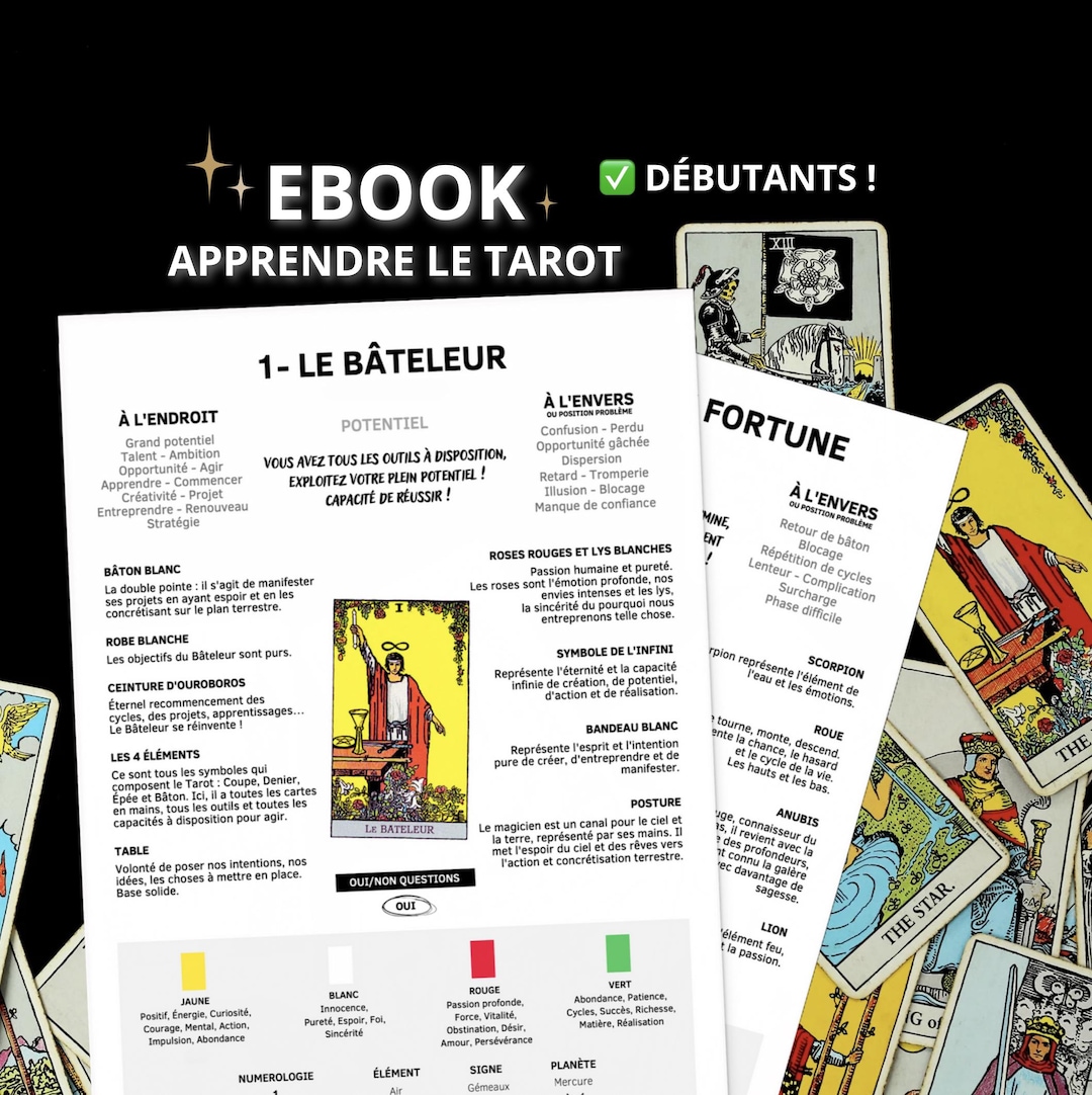 Learn Tarot: French Ebook - Printable Worksheets, Keywords, Card ...