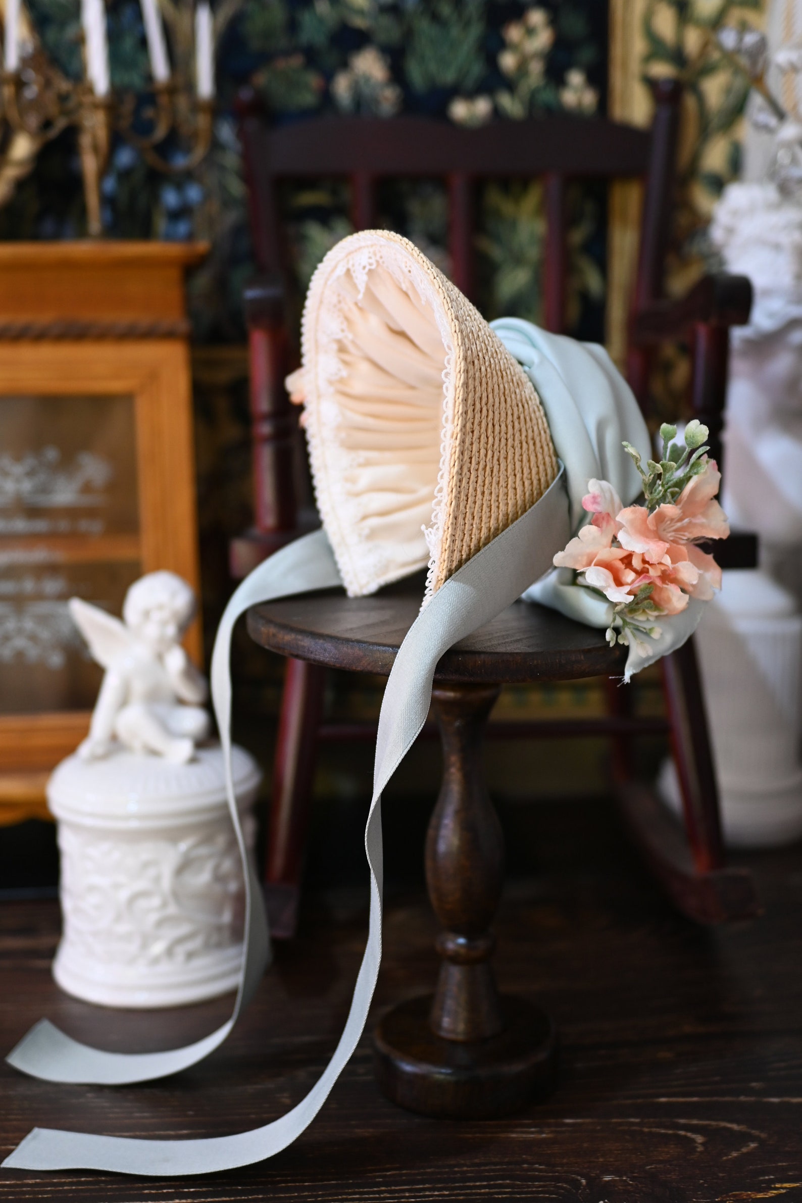 BJD 1/3 Straw Bonnet: Regency Victorian Hat With Silk Floral - Etsy