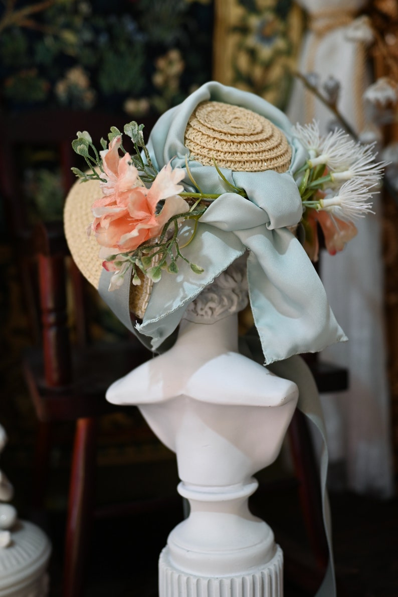 BJD 1/3 Straw Bonnet: Regency Victorian Hat With Silk Floral - Etsy