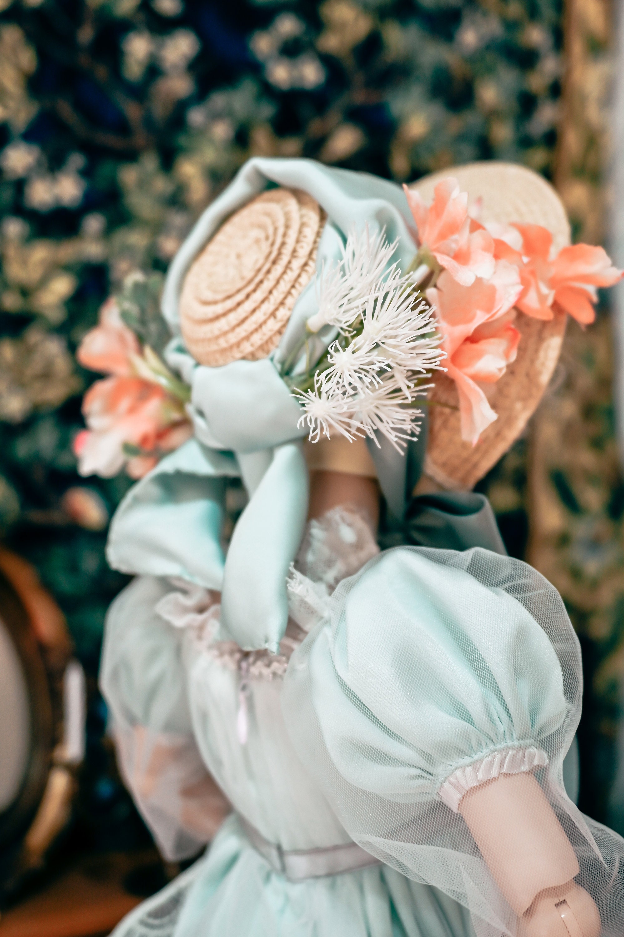 BJD 1/3 Straw Bonnet: Regency Victorian Hat With Silk Floral - Etsy
