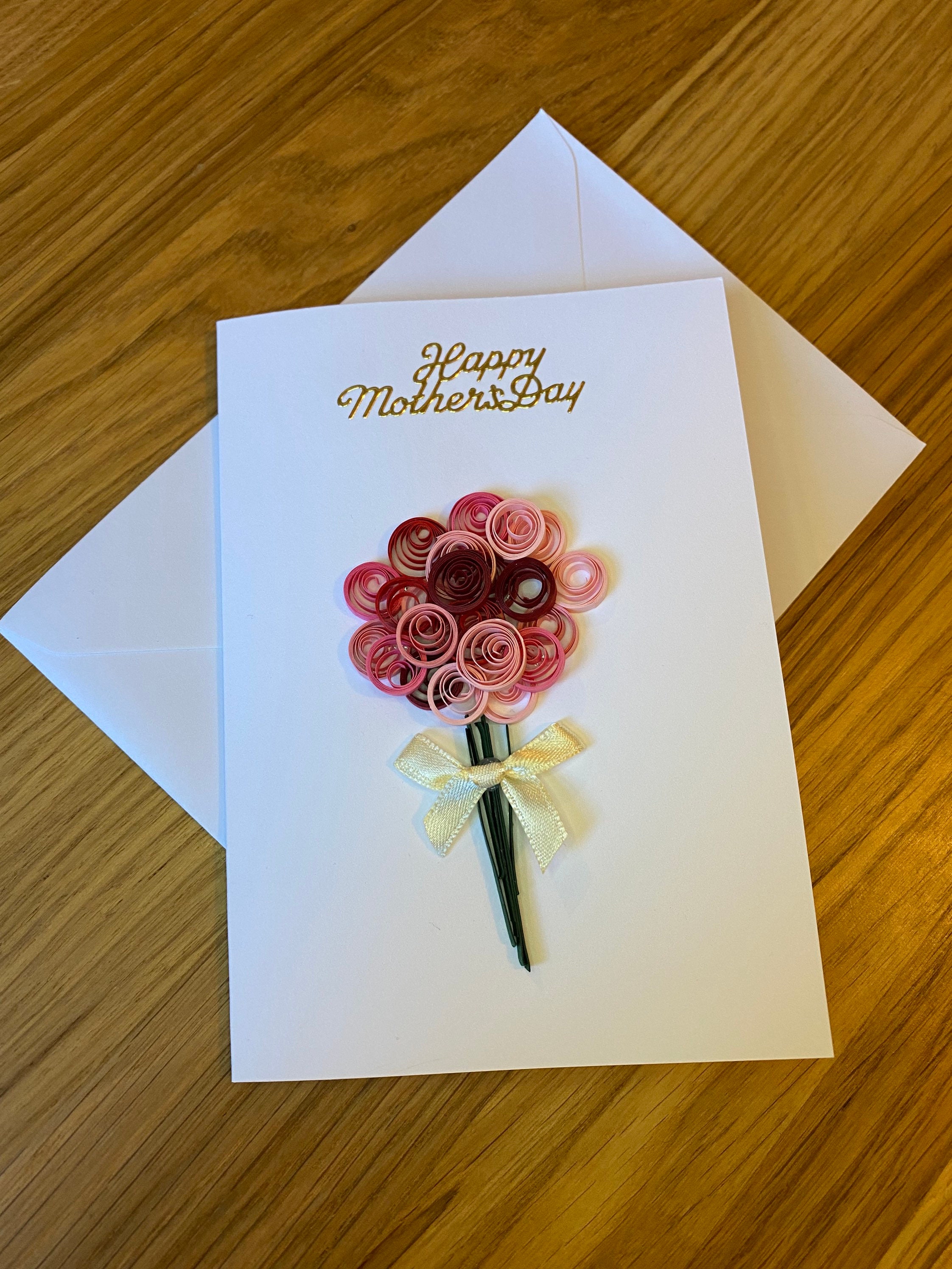 Paper birthday card handmade quilled card flowery wishes card with ...