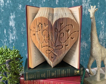 Large Heart Folded Book Art Pattern Etsy