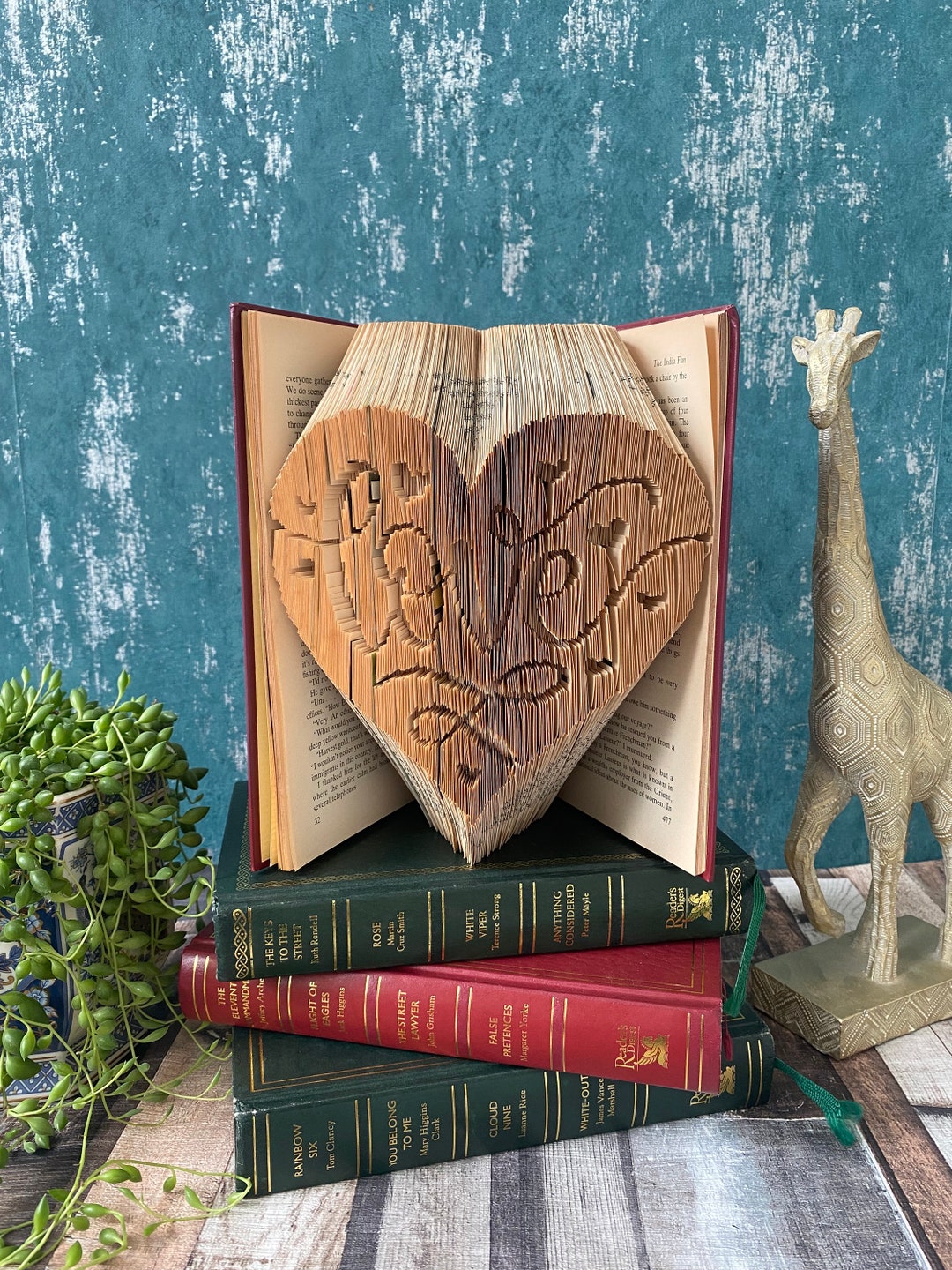 Love, Heart Book Folding Pattern Cut and Fold - Etsy