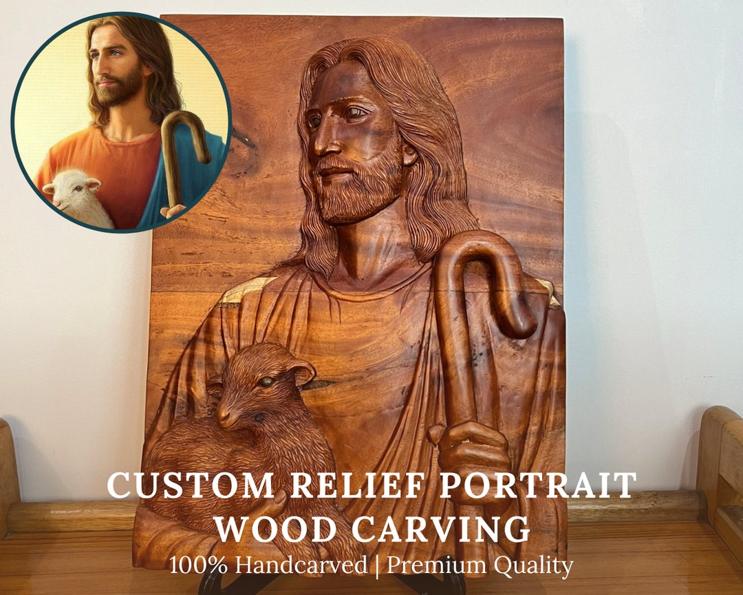 Custom Handcarved 3D Wood Portrait, Personalized Portrait Carving From ...