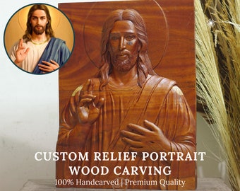 Custom Handcarved 3D Wood Portrait, Personalized Portrait Carving From ...