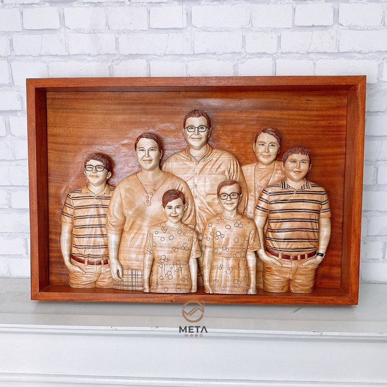 Handcarved Custom Wood Family Portrait Sculpture, Personalized Portrait ...