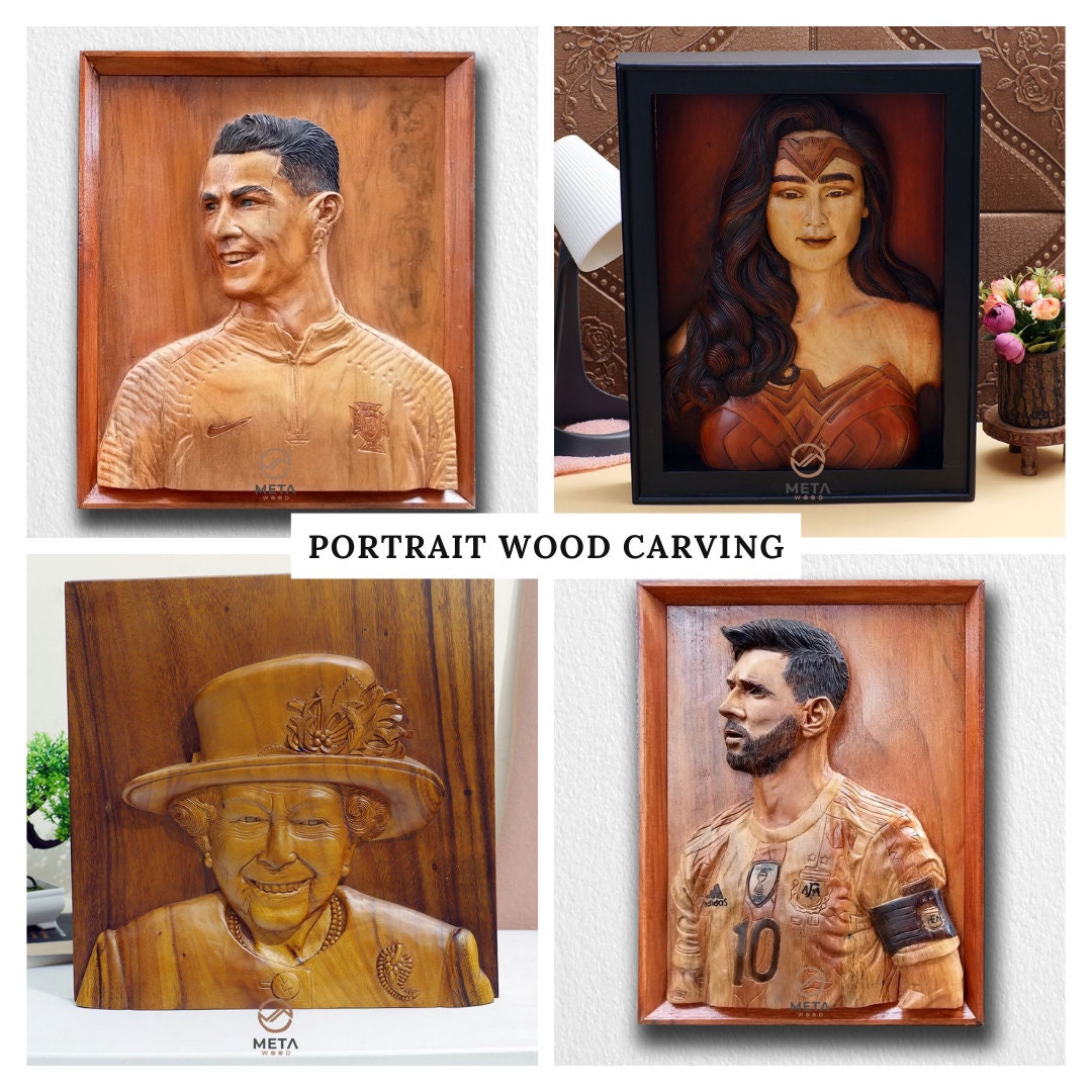 Handcarved Custom Wooden Portrait Sculpture, Personalized Portrait ...