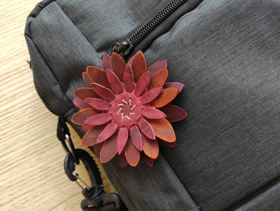 Leather Flower PDF Pattern - Lapel Pin, Bag Ornament (SVG, A4, USLETTER ...