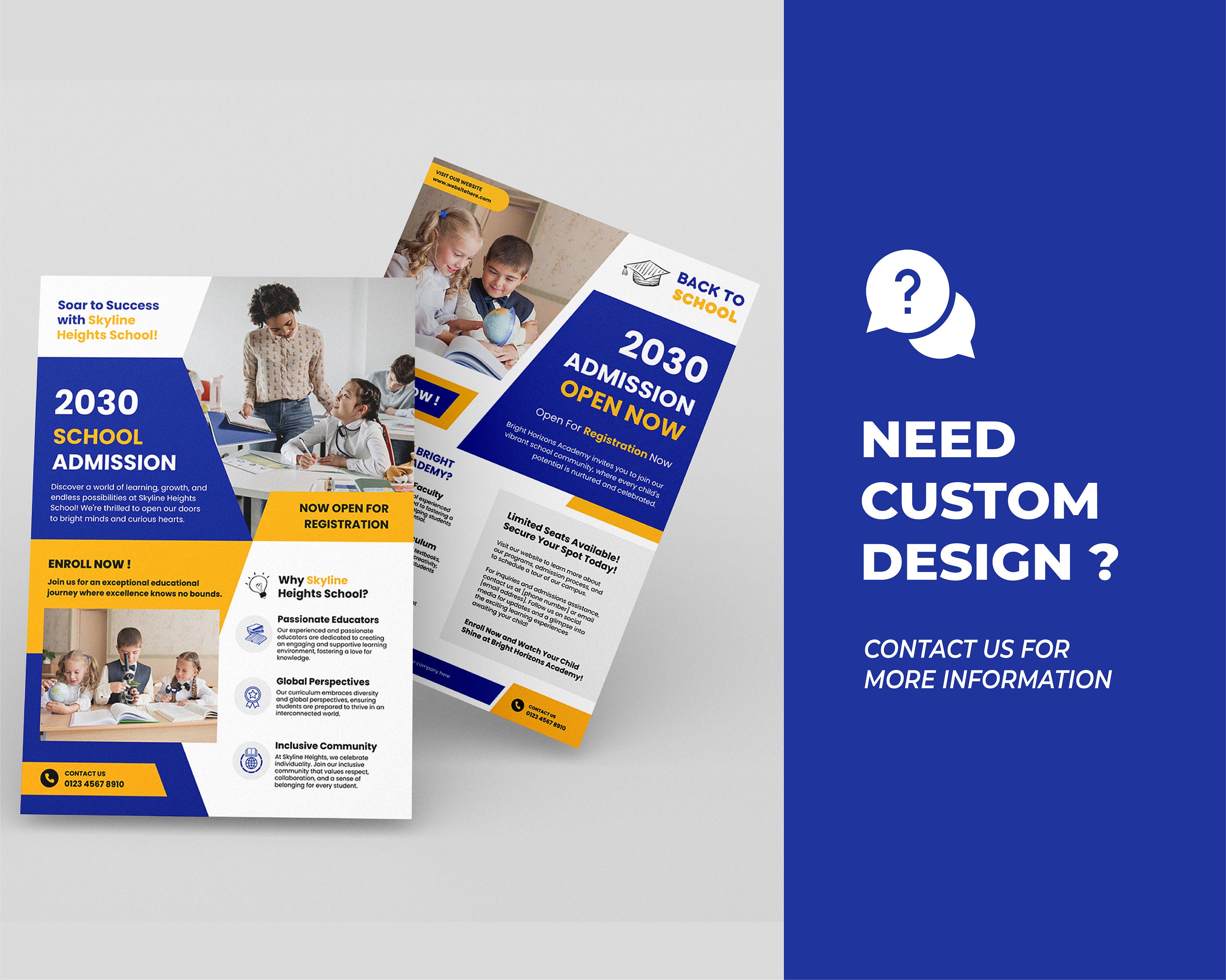Modern School Education Admission Flyer Canva Template Bundle for Kids ...