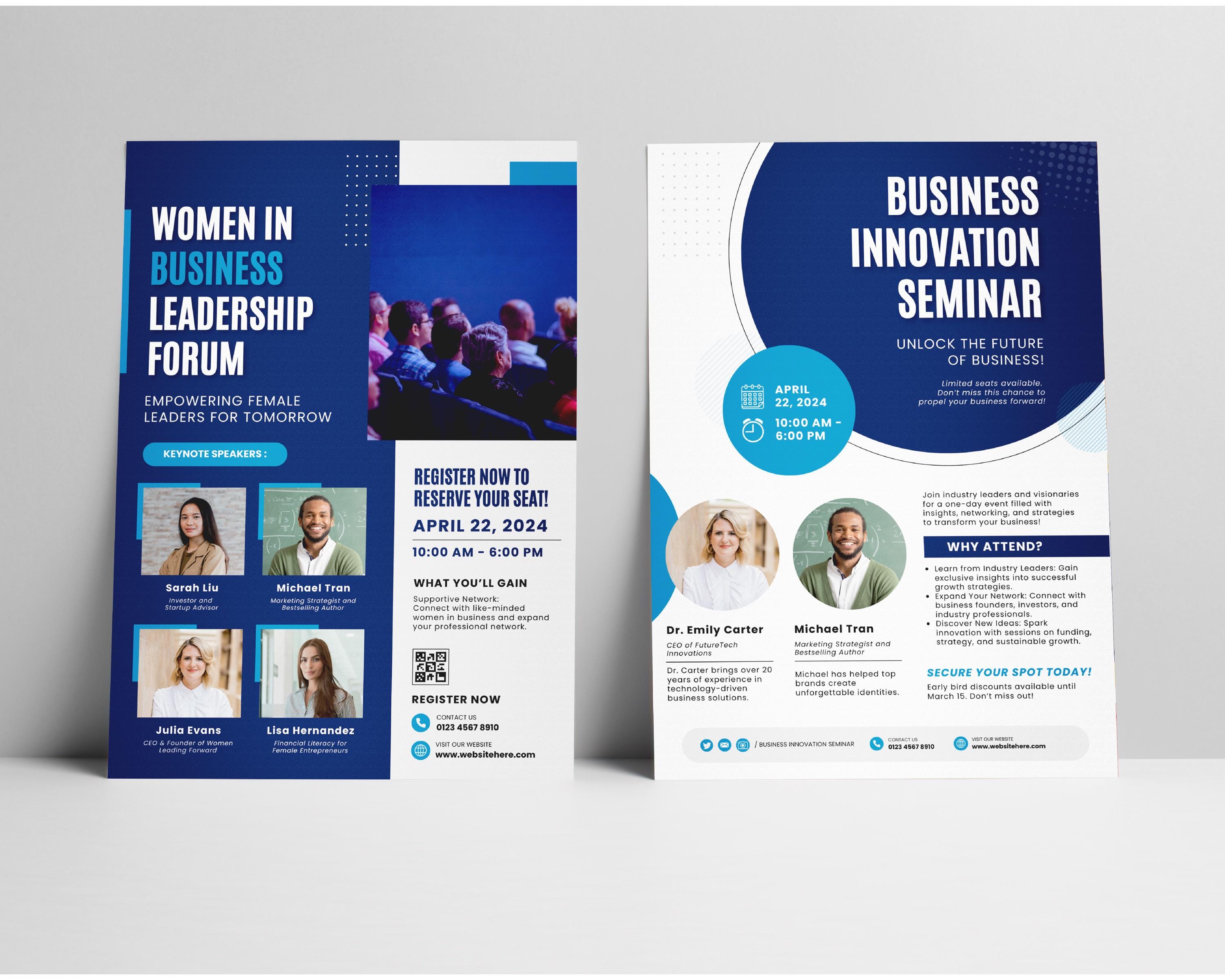 Business Seminar Professional Canva Flyer Bundle for Corporate ...
