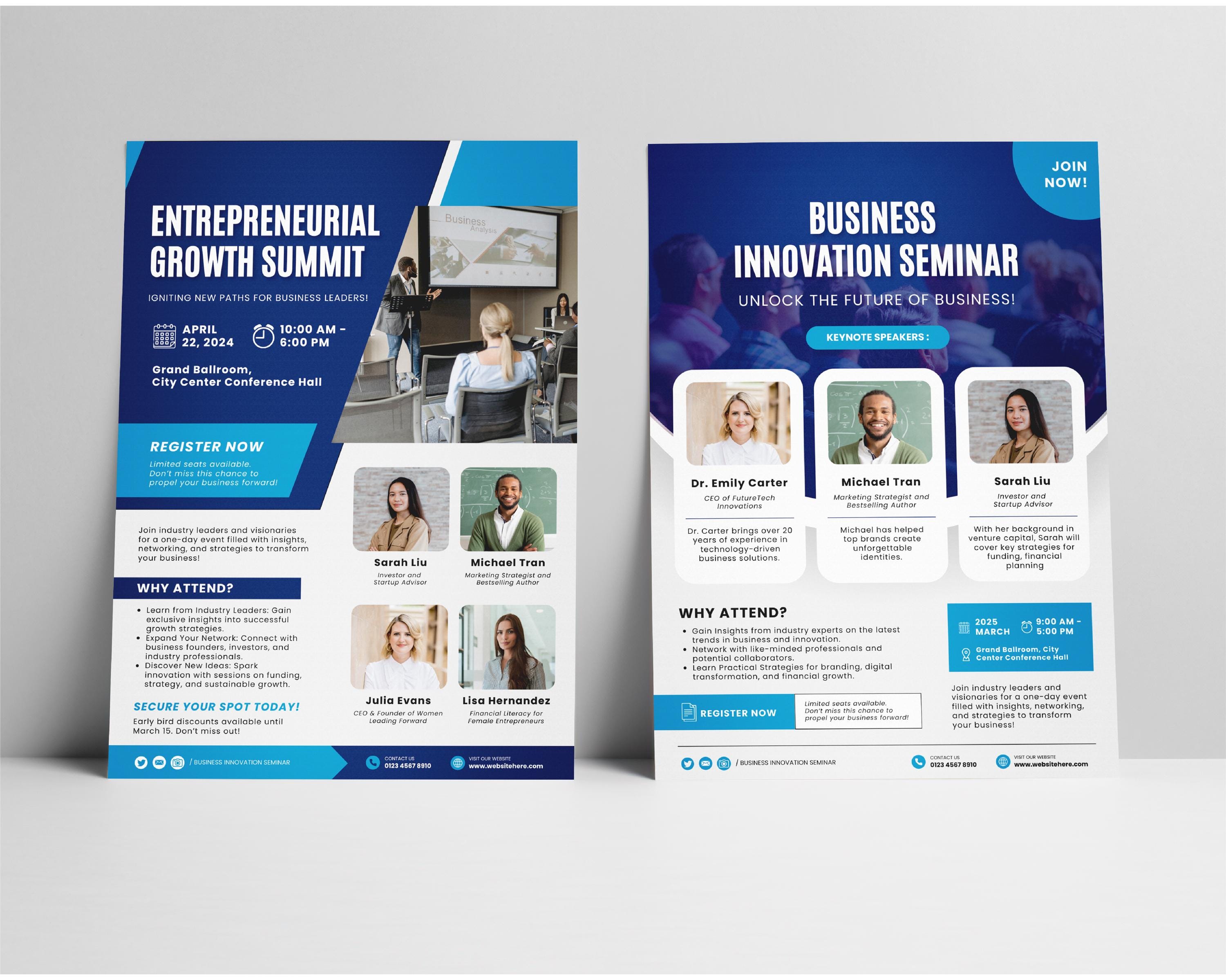 Business Seminar Professional Canva Flyer Bundle for Corporate ...