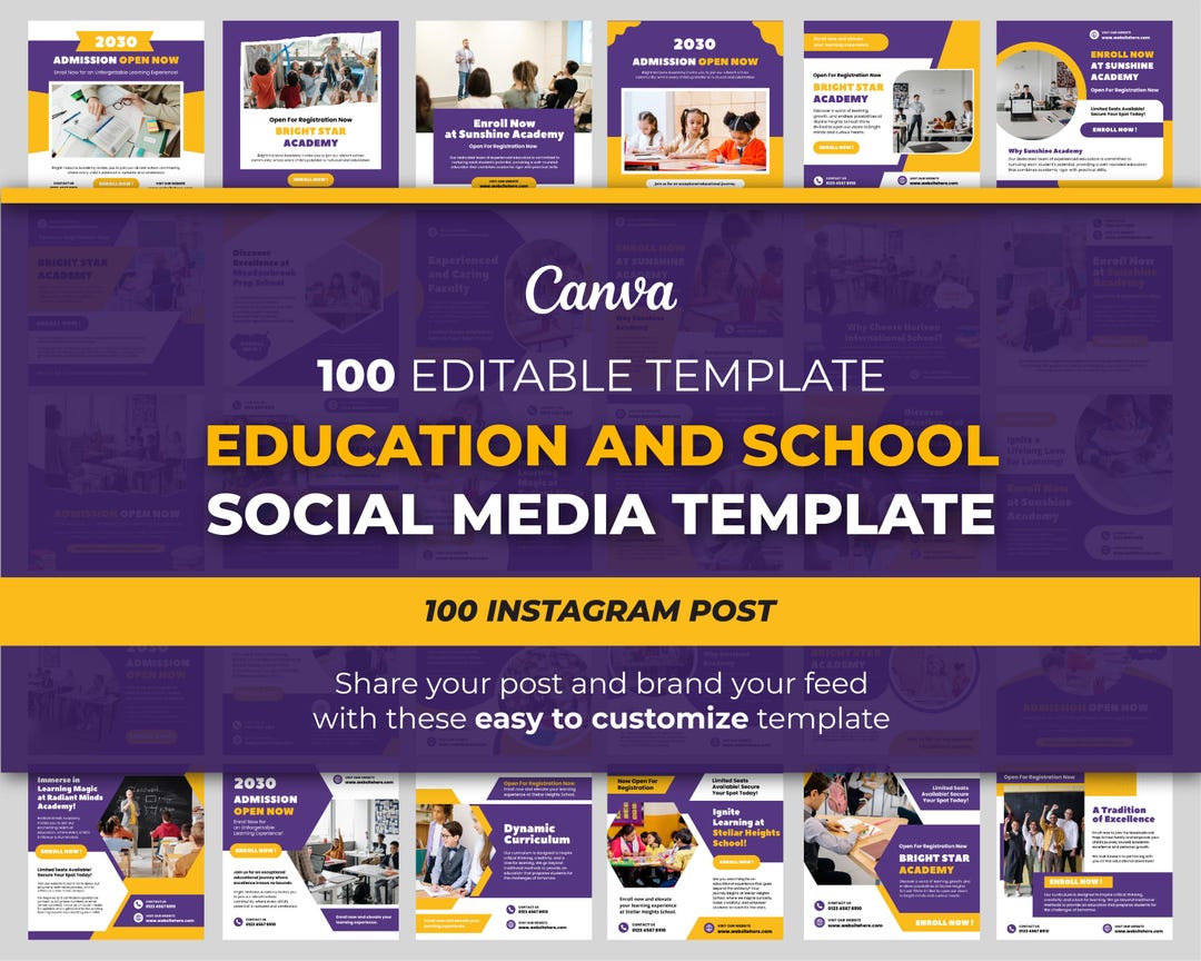 100 Education and School Social Media Template, Perfect for Instagram ...