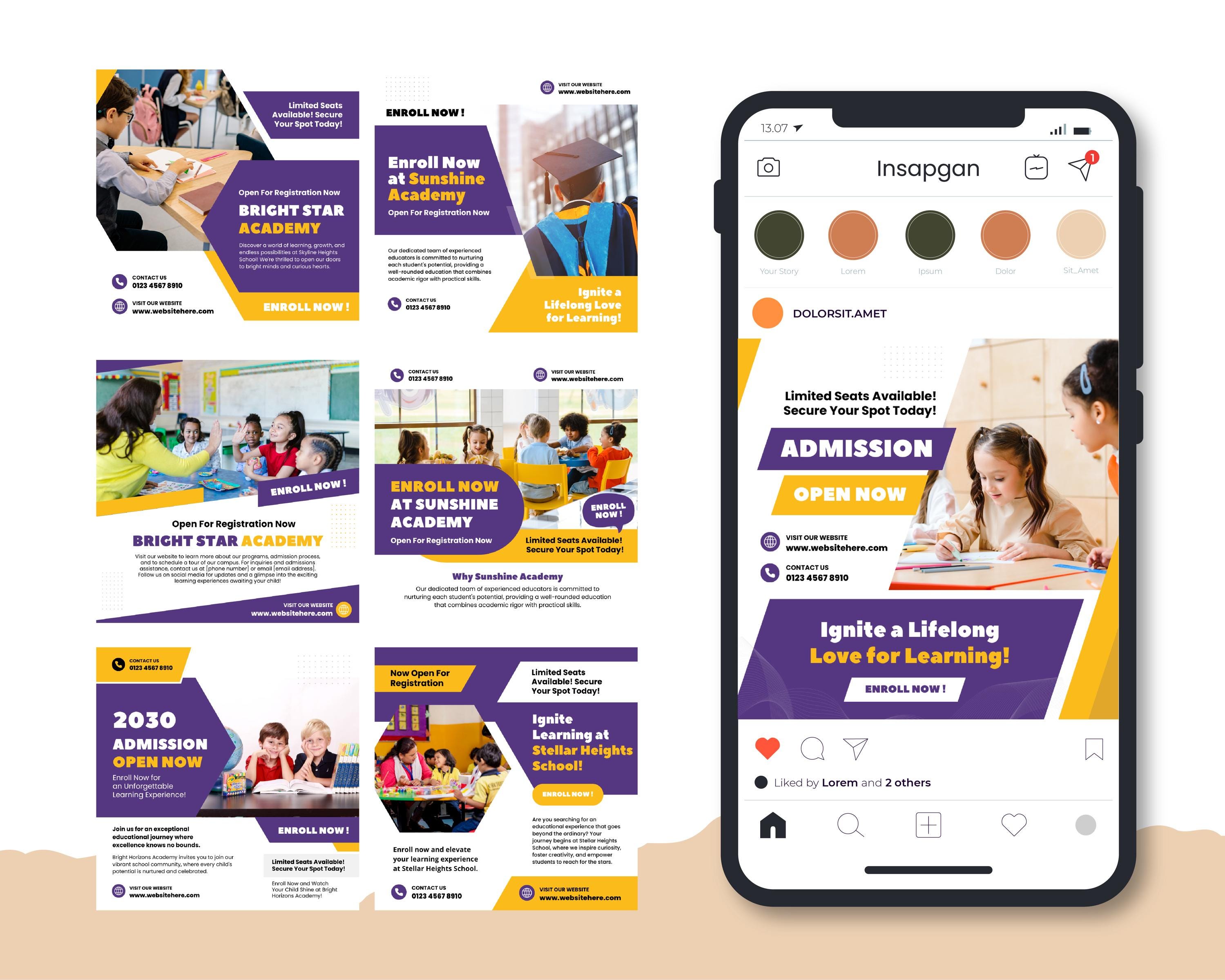 100 Education and School Social Media Template, Perfect for Instagram ...