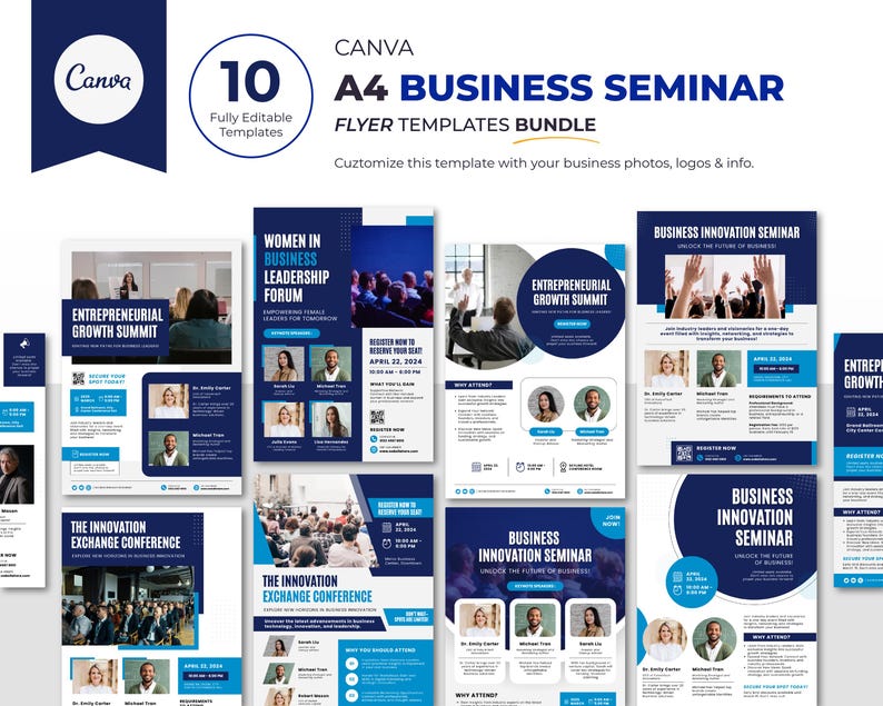 Business Seminar Professional Canva Flyer Bundle for Corporate ...