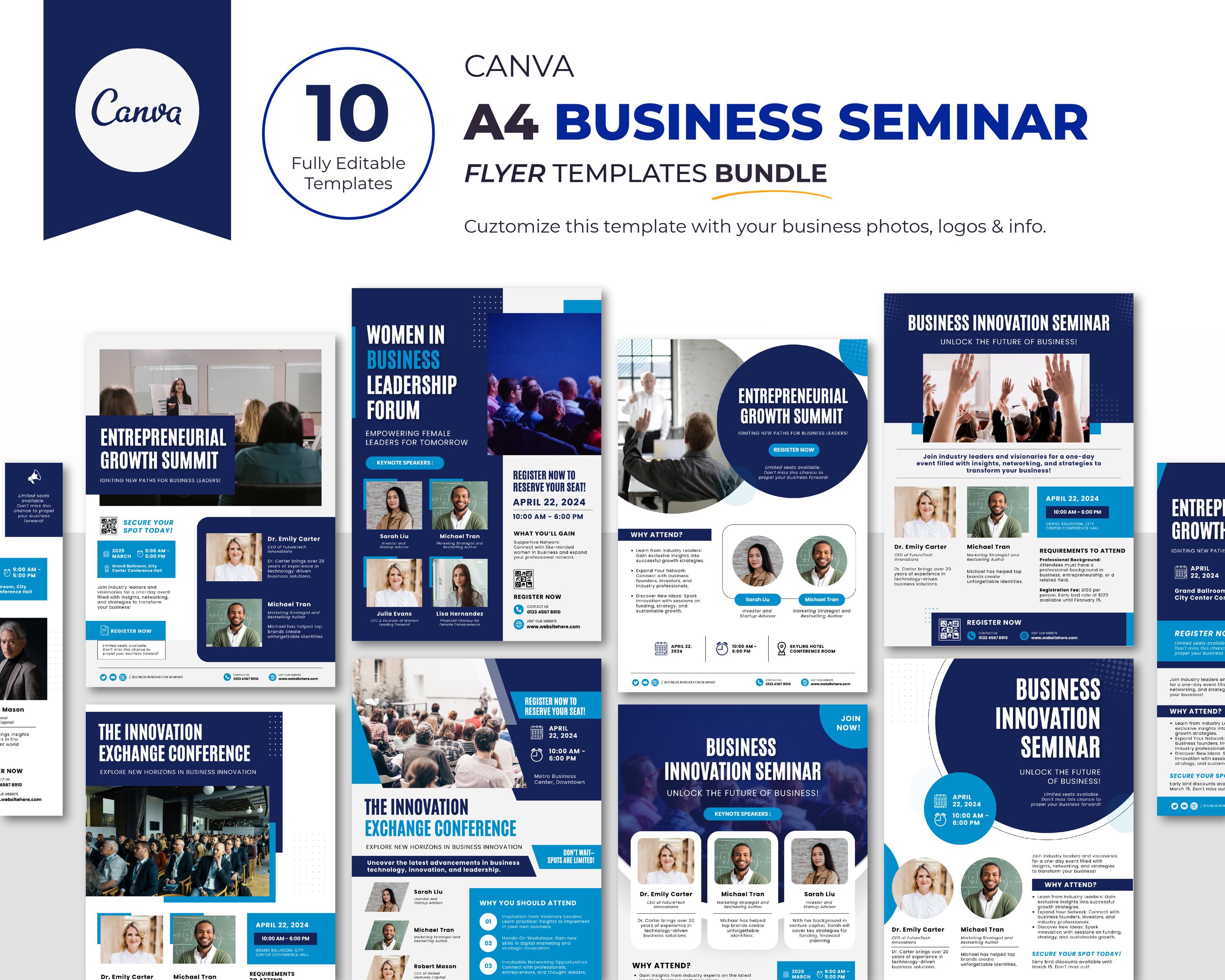 Business Seminar Professional Canva Flyer Bundle for Corporate ...