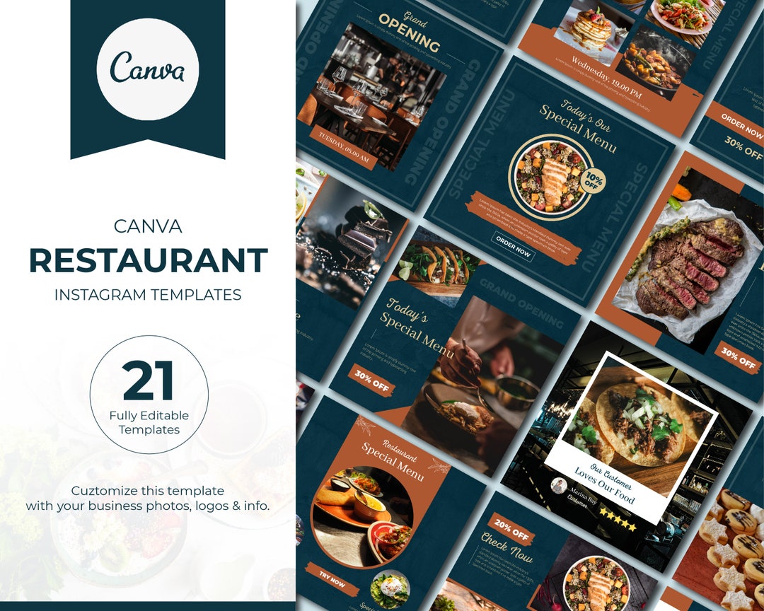 21 Luxury Food & Restaurants Canva Social Media Post | Restaurant ...