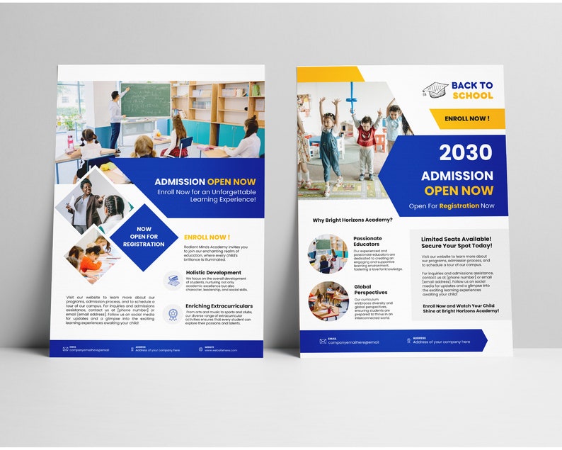 Modern School Education Admission Flyer Canva Template Bundle for Kids ...
