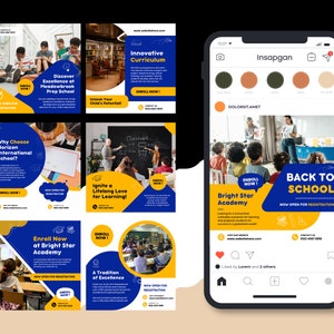 100 School Education Admission Social Media Template for Canva ...