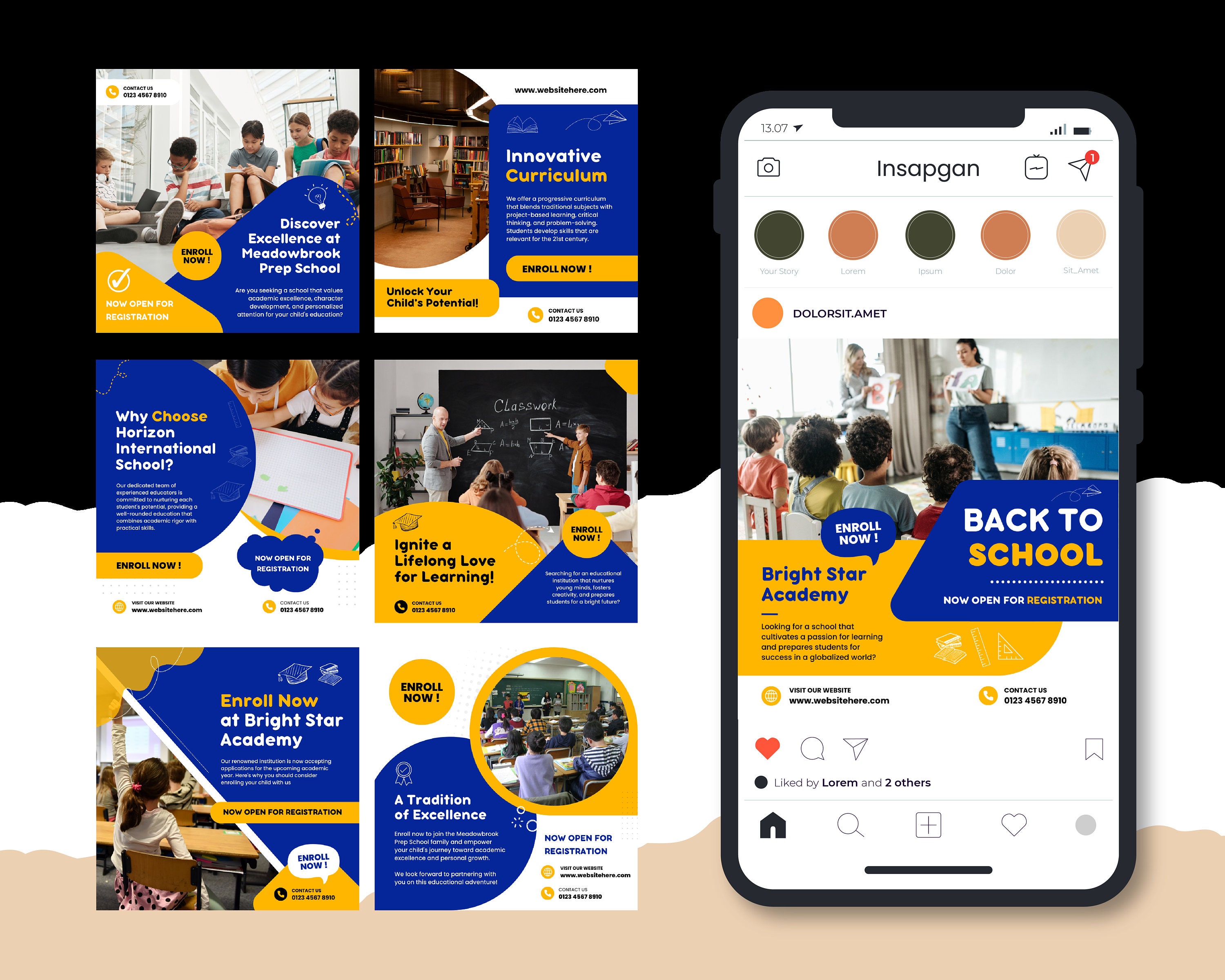 100 School Education Admission Social Media Template for Canva ...