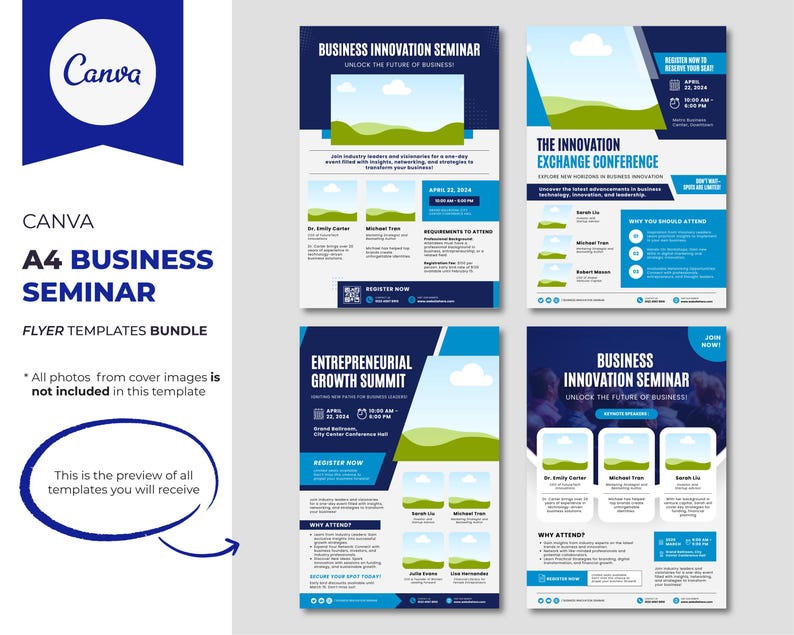 Business Seminar Professional Canva Flyer Bundle for Corporate ...