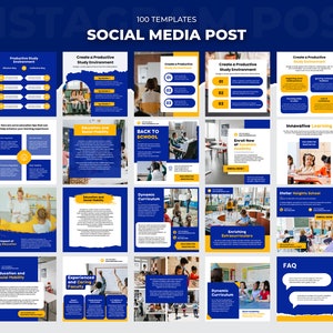 100 School Education Admission Social Media Template for Canva ...