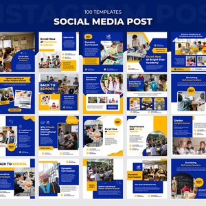 100 School Education Admission Social Media Template for Canva ...