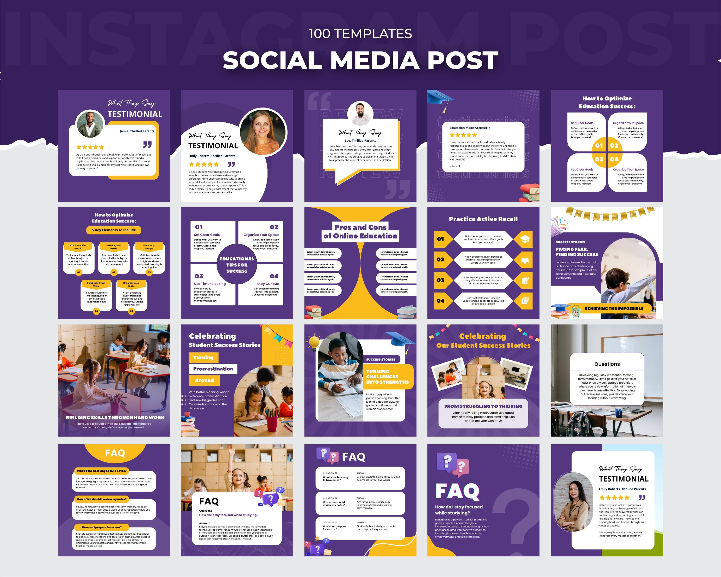 100 Education and School Social Media Template, Perfect for Instagram ...