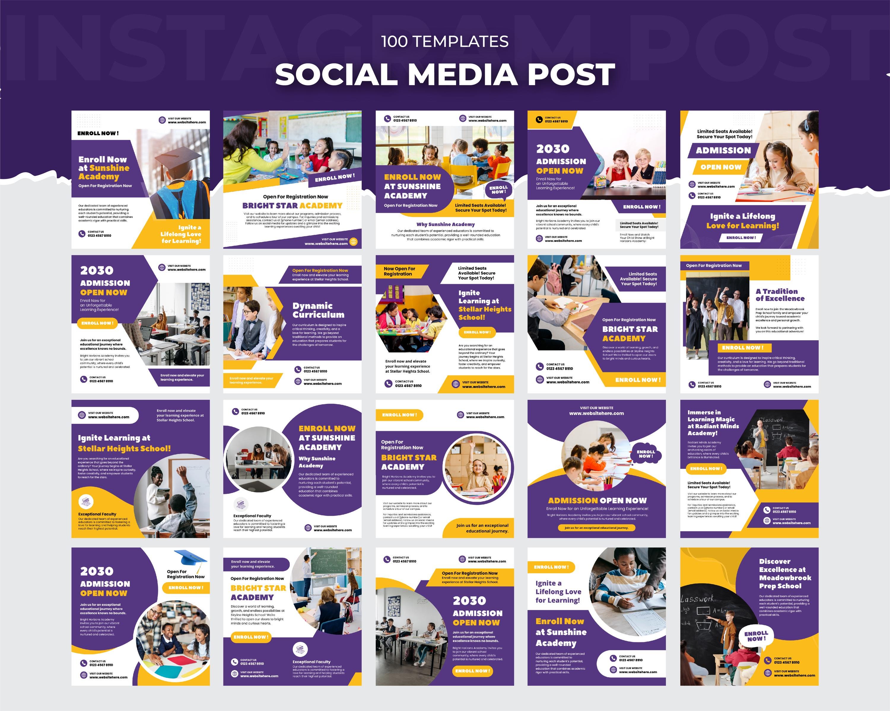 100 Education and School Social Media Template, Perfect for Instagram ...