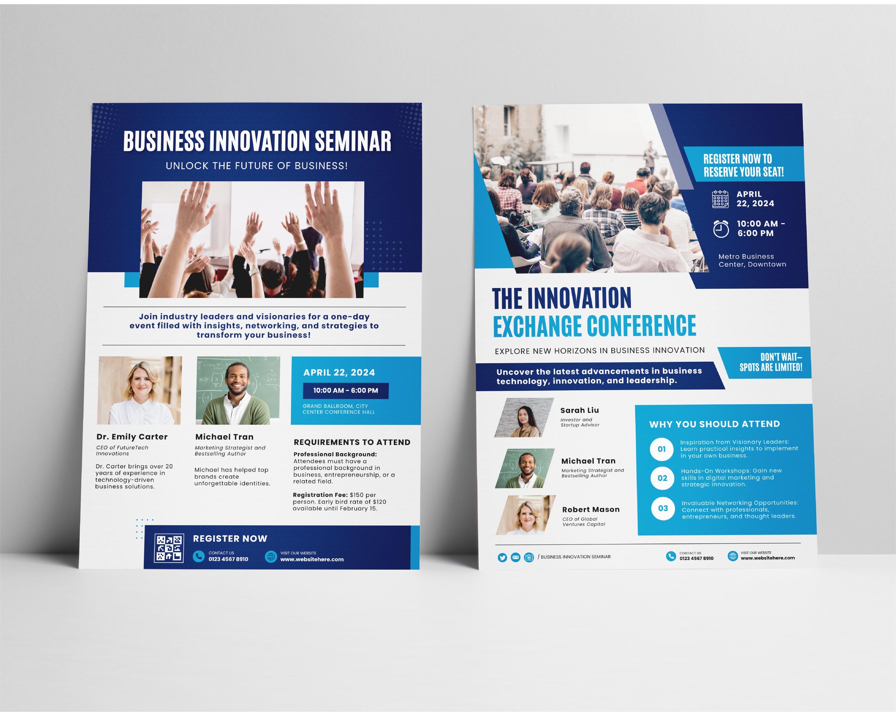Business Seminar Professional Canva Flyer Bundle for Corporate ...