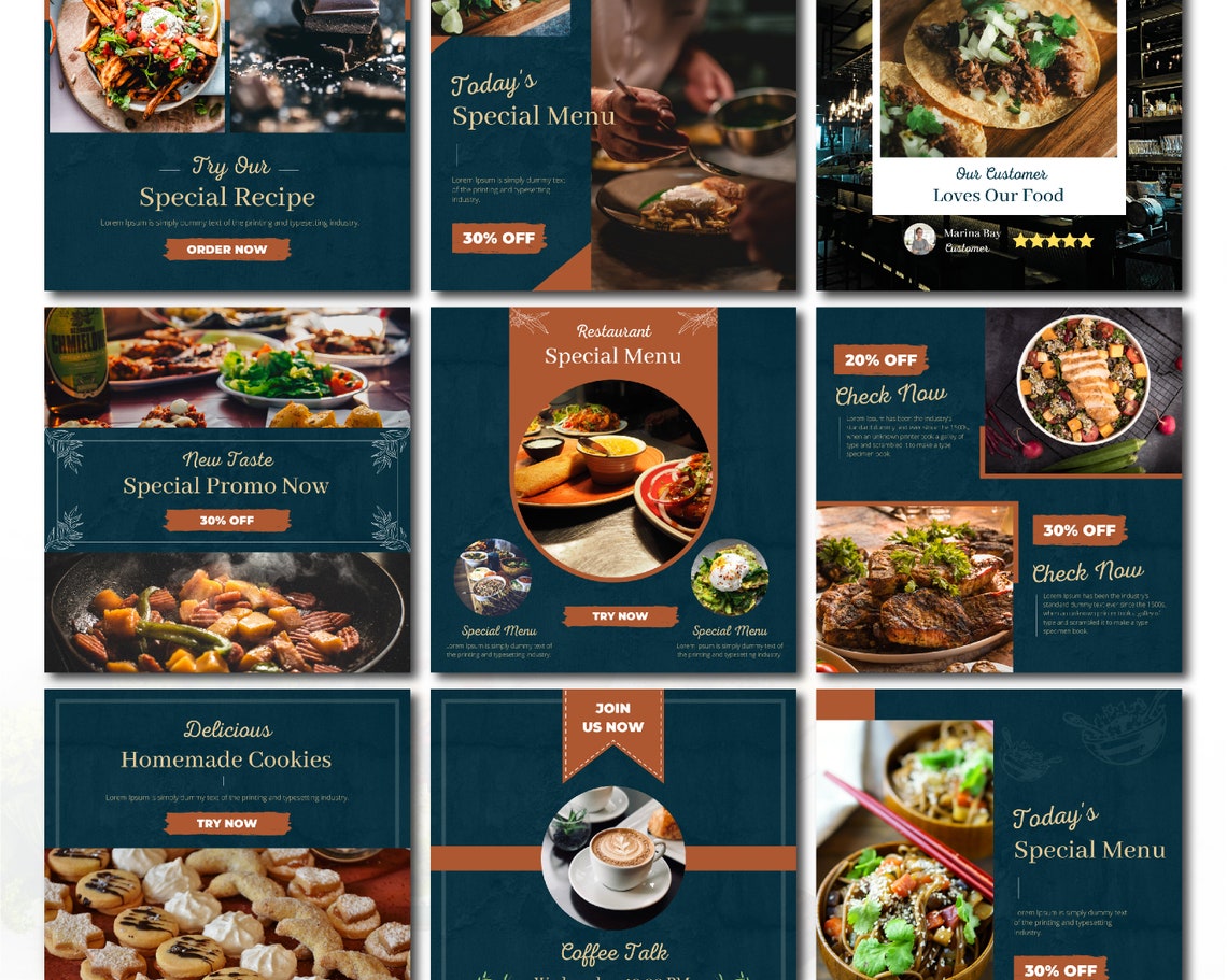 21 Luxury Food & Restaurants Canva Social Media Post | Restaurant ...