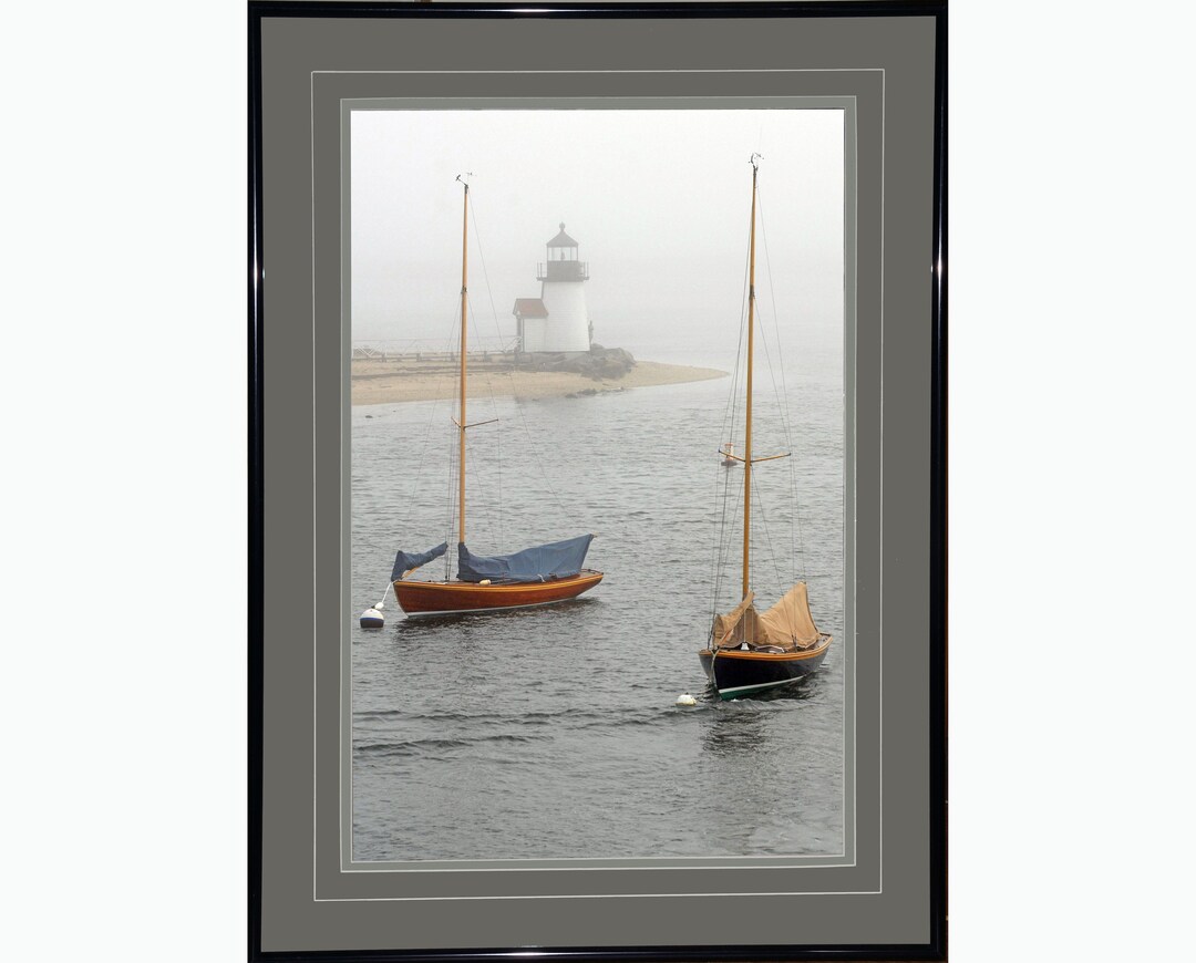 Sailboats at Brant Point Lighthouse, Nantucket, Massachusetts ...