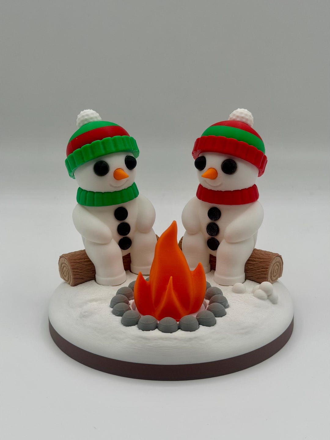 3D Printed Snowman Campfire Scene – Winter Decoration, Christmas ...