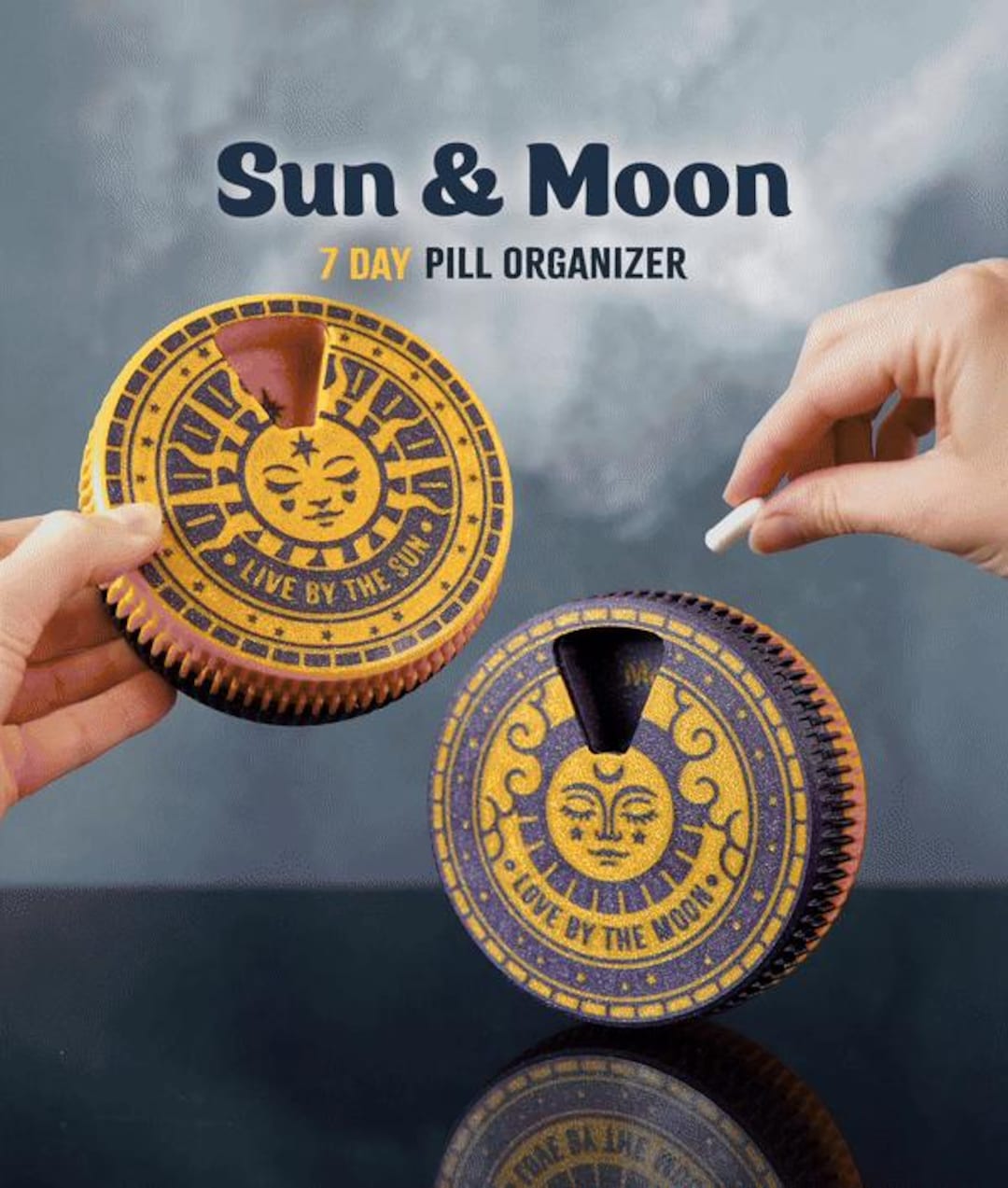 Sun & Moon 7 Day Pill Organizer – Pill Organizer for Vitamins–unique 3D ...