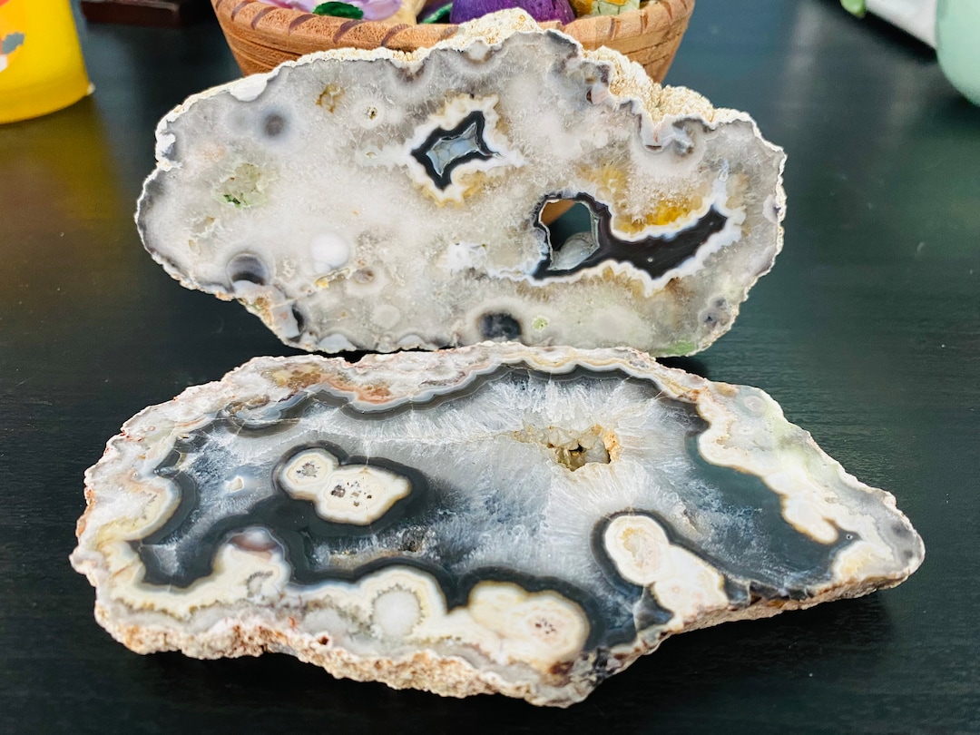 Black Flower Agate Slab - Etsy