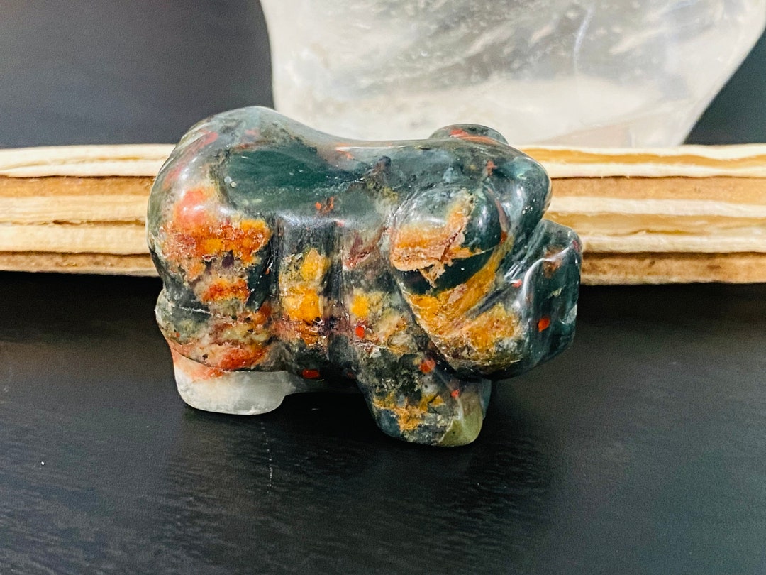 African Bloodstone/rose Quartz /red Jasper Pig - Etsy