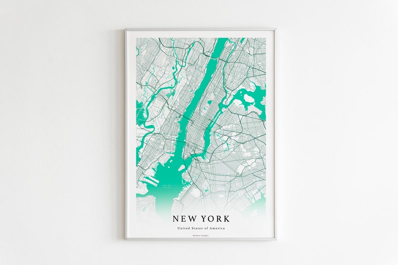POSTER NEW YORK |USA Map |new York City Print | New York Poster |wall ...