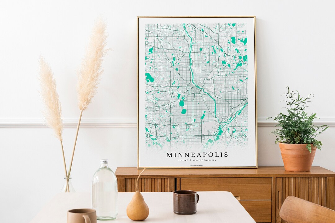 MINNEAPOLIS POSTER USA Map mineeapolis Print Minnesota Poster wall Art ...