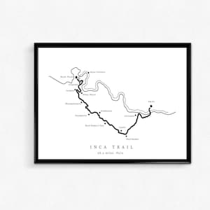 Inca Trail Poster | Peru Hiking Map | Machu Picchu | Souvenir Poster ...