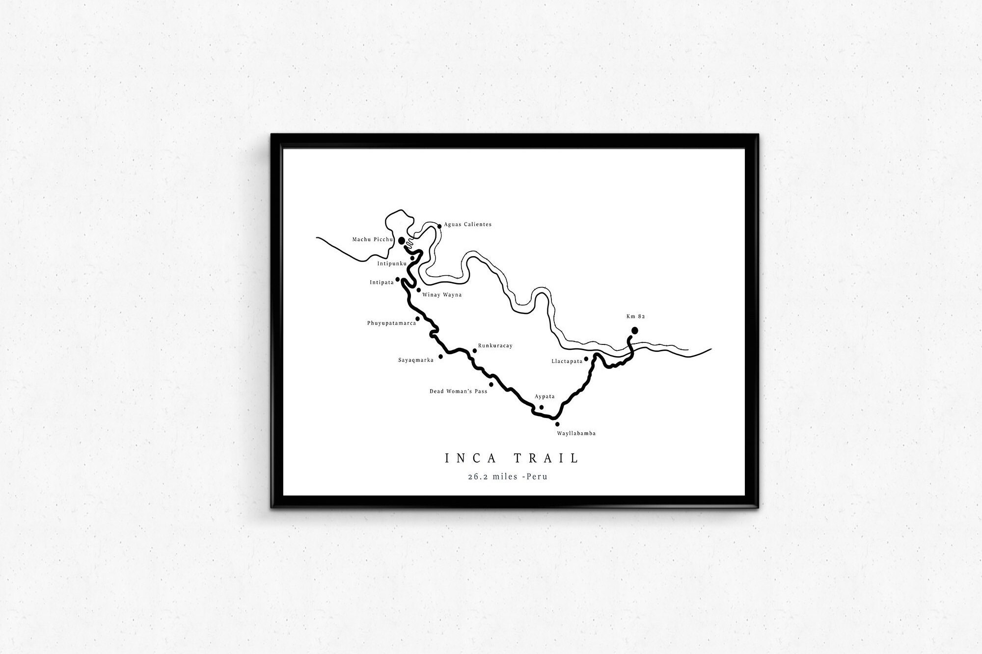 Inca Trail Poster | Hiking Map Peru | Machu Picchu | Souvenir Poster ...