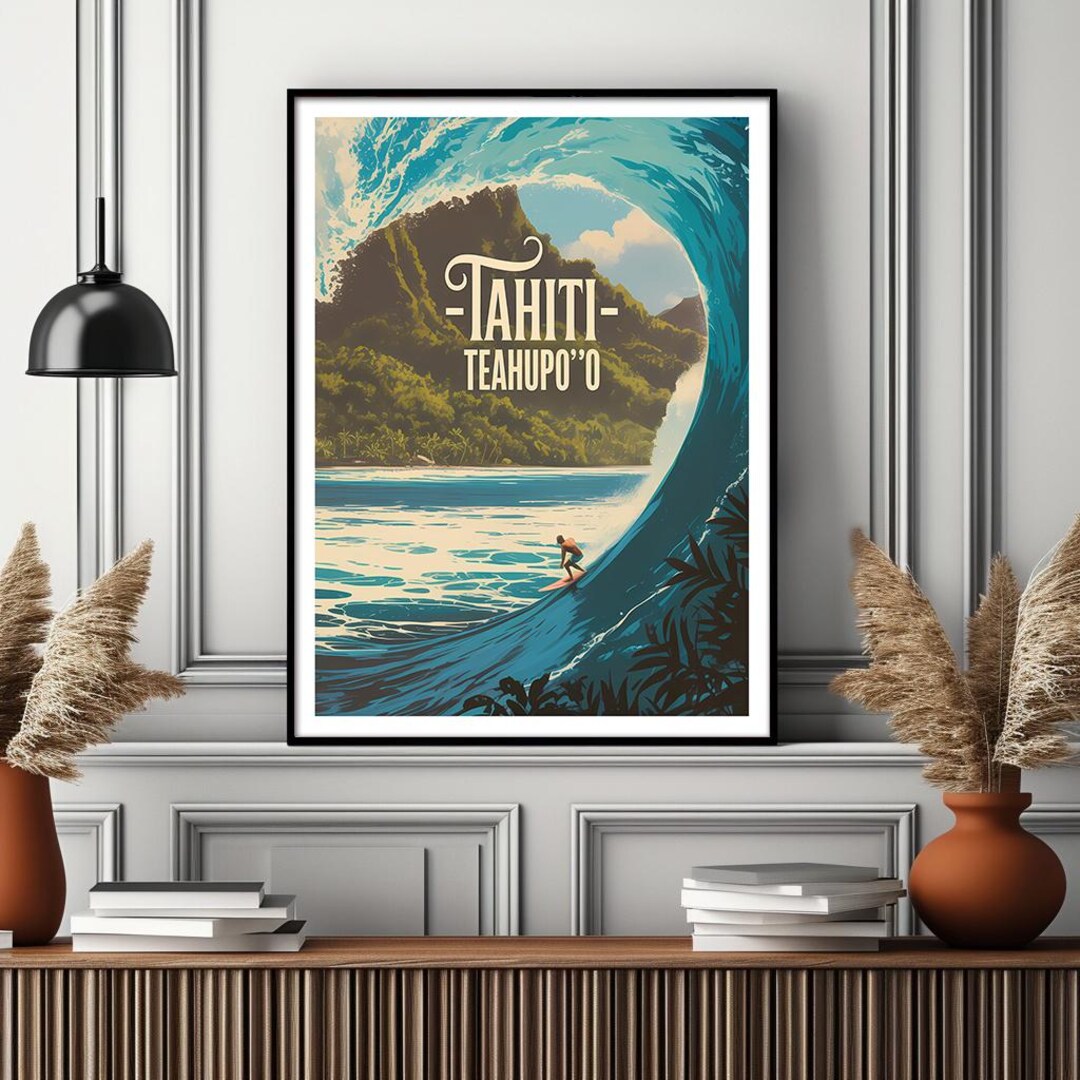 Teahupo'o Tahiti Poster – Powerful Ocean Wave Surf Print for Wall Decor ...