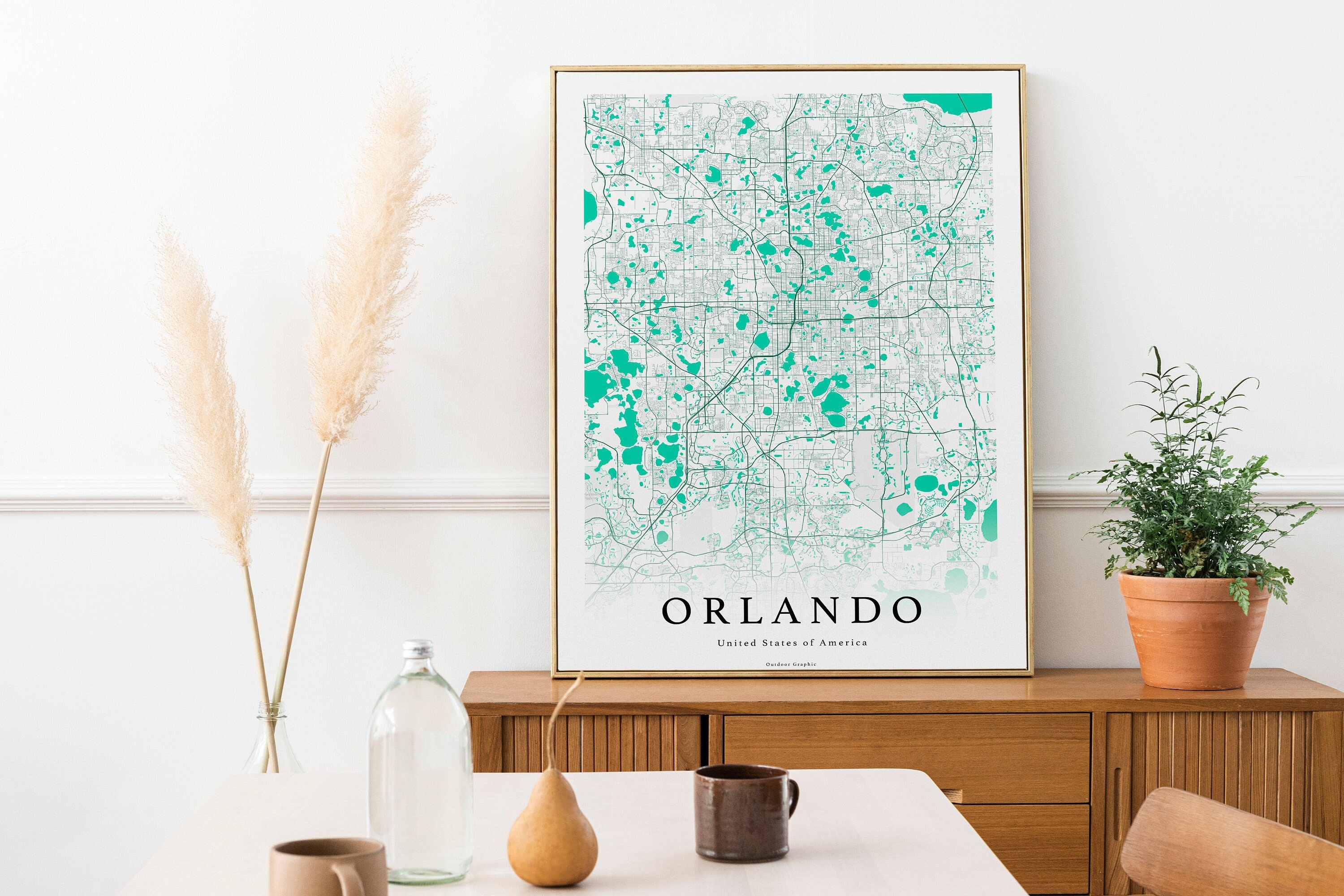 POSTER ORLANDO USA Map Orlando Print Art Poster wall Art City Map ...