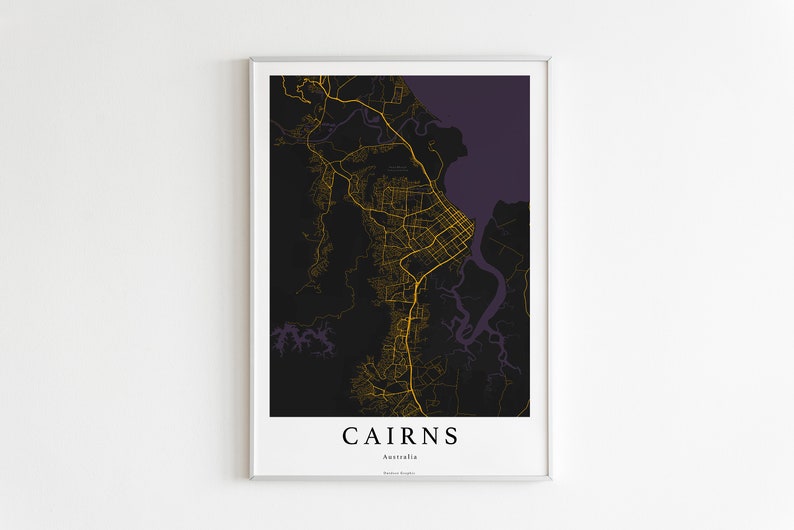 POSTER CAIRNS Printable Poster Print Map Map Australia Digital Download ...