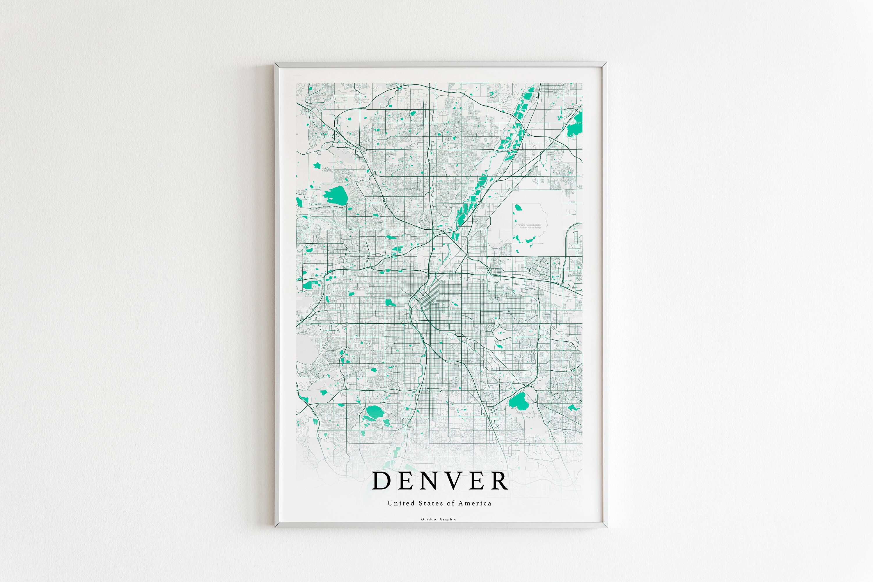 POSTER DENVER USA Map denver Print United States Poster wall Art City ...