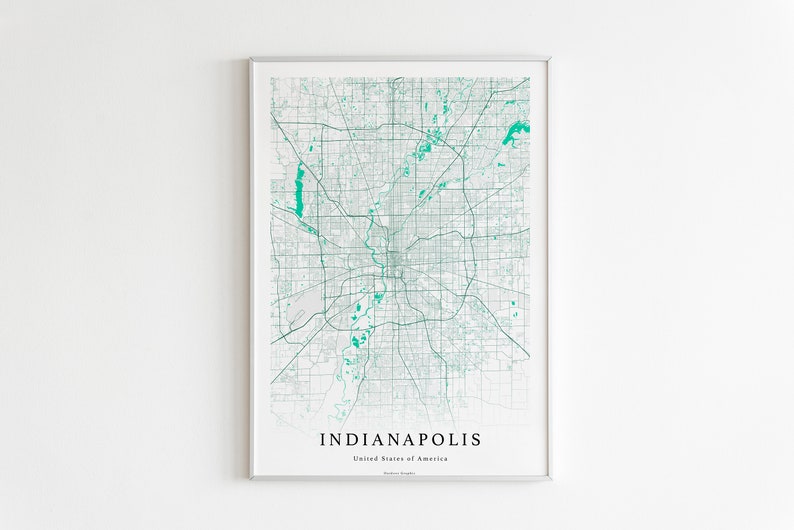 INDIANAPOLIS POSTER USA Map indianapolis Print Art USA Poster wall Art ...