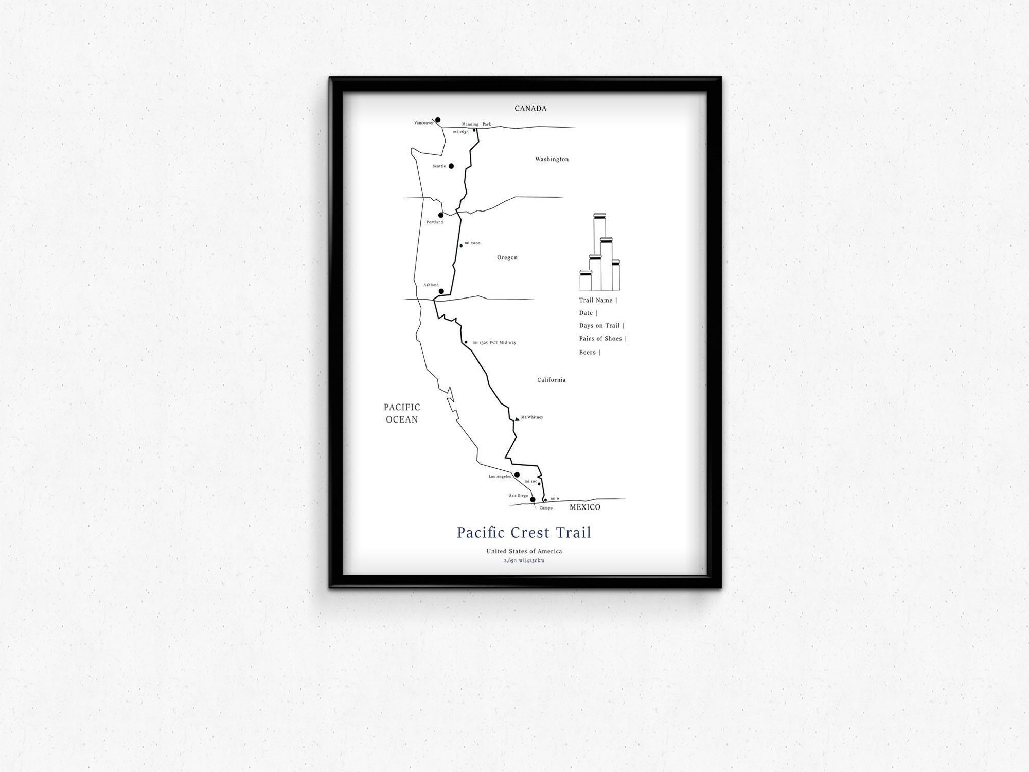Pacific Crest Trail Poster Printable Art PCT Trail - Etsy