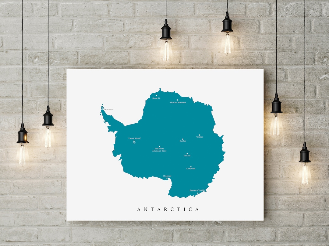 Antarctic Printable | Antarctic Map | Adventure Poster | White ...