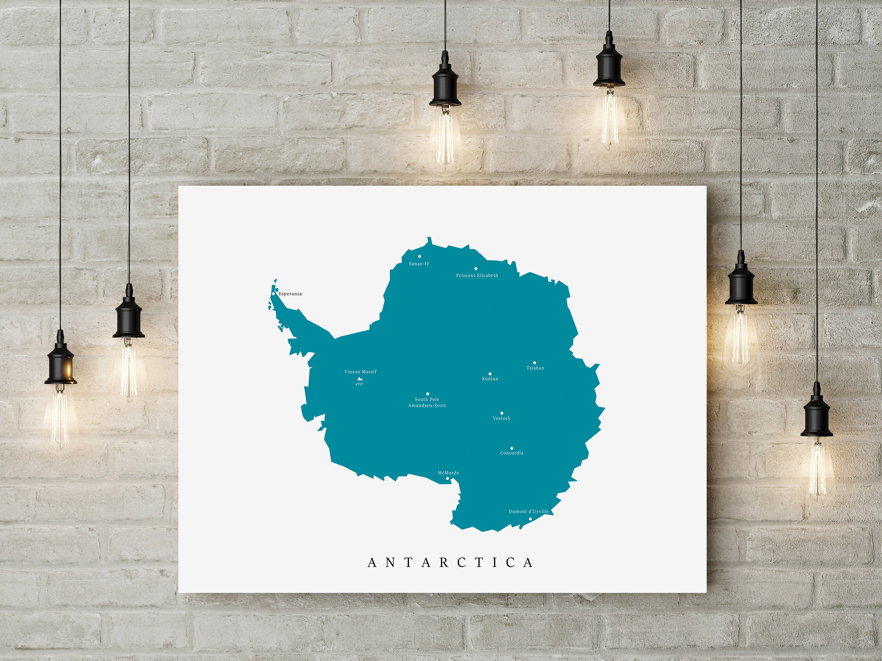 Antarctic Printable | Antarctic Map | Adventure Poster | White ...