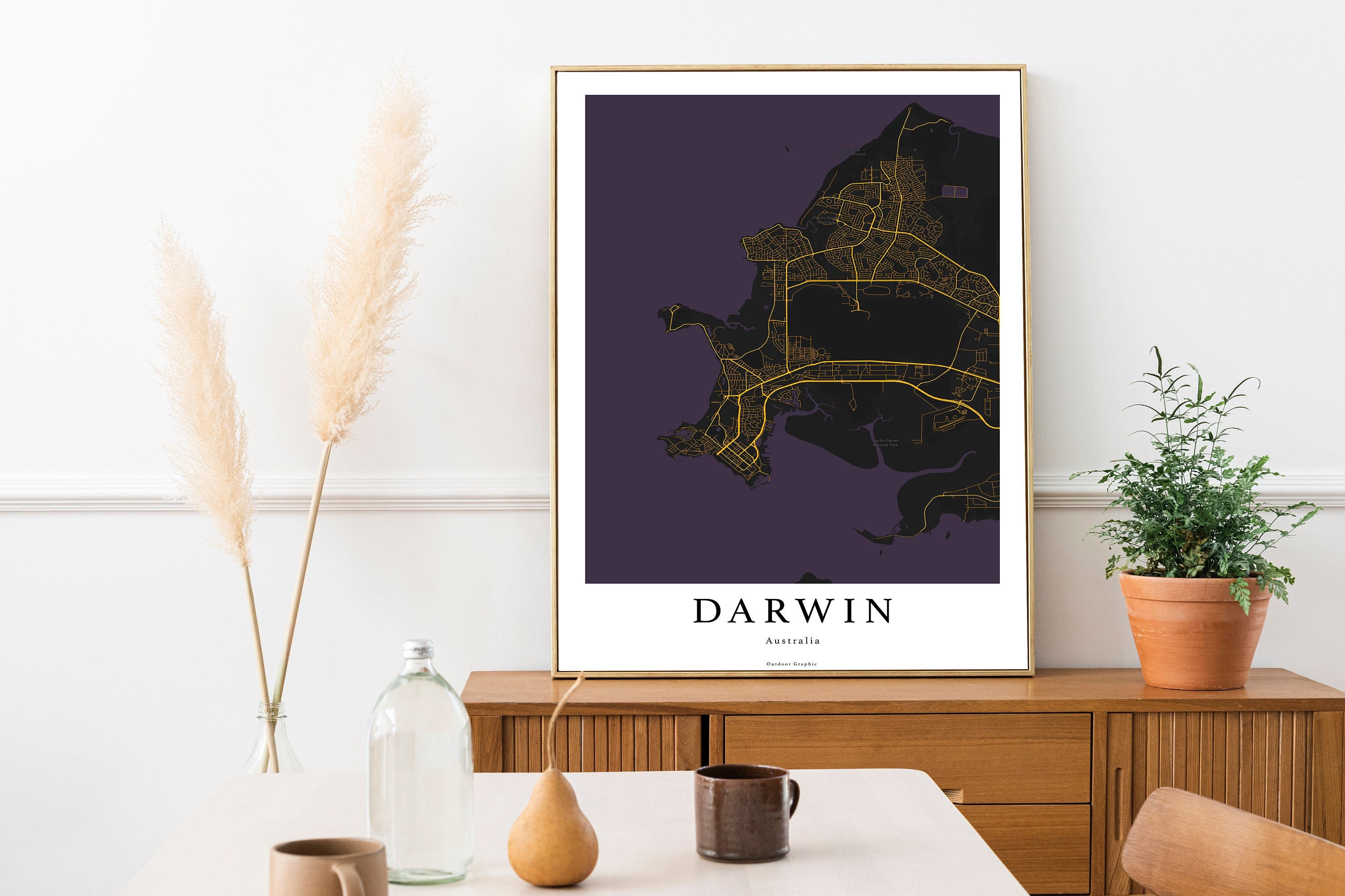 DARWIN POSTER Printable Poster Print Map Map Australia Digital Download ...